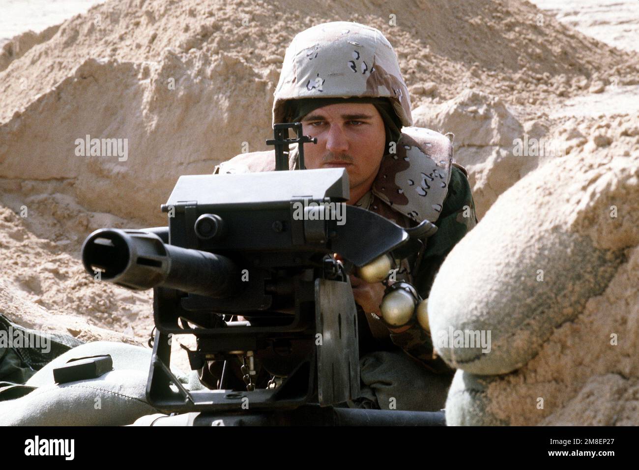 A Marine from the 2nd Marine Expeditionary Force mans a Mark 19 ...