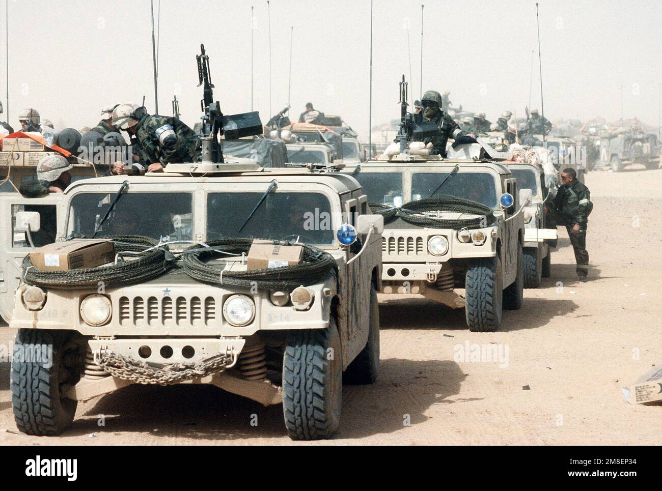 M-998 high-mobility, multipurpose, wheeled vehicles of the 1ST Brigade ...