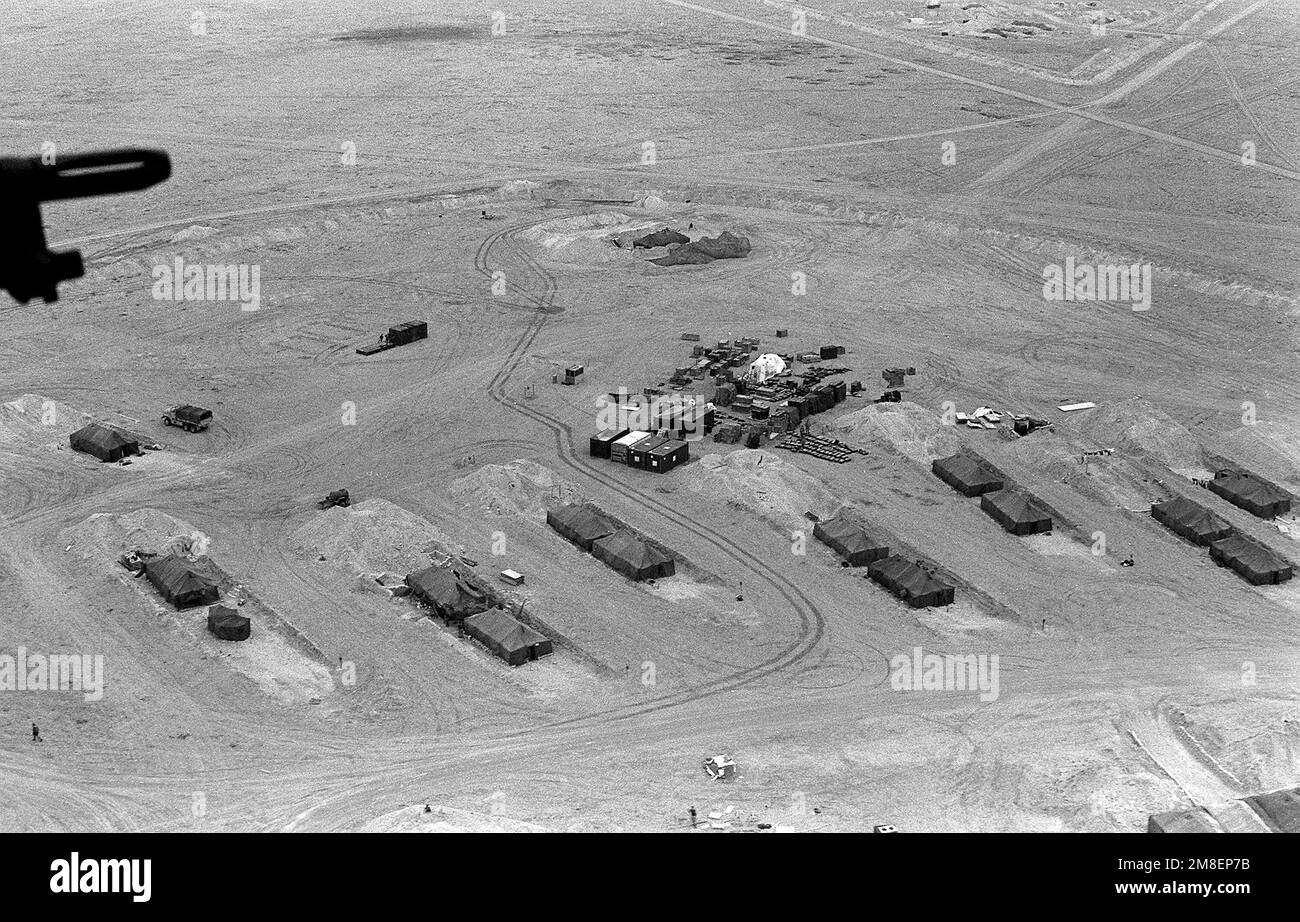 An aerial view of a Marine Corps service support area near Al Kibrit ...
