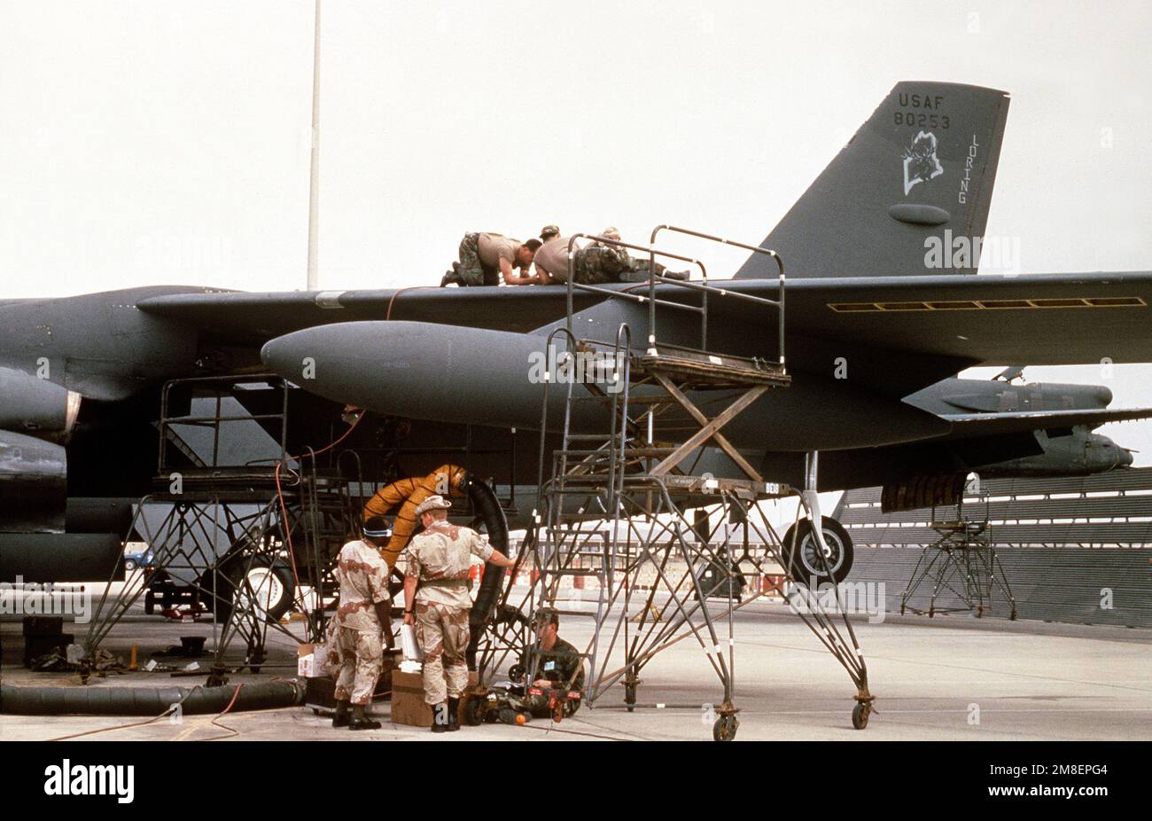 A crew from the 1708th Bomb Wing's aircraft battle damage repair ...
