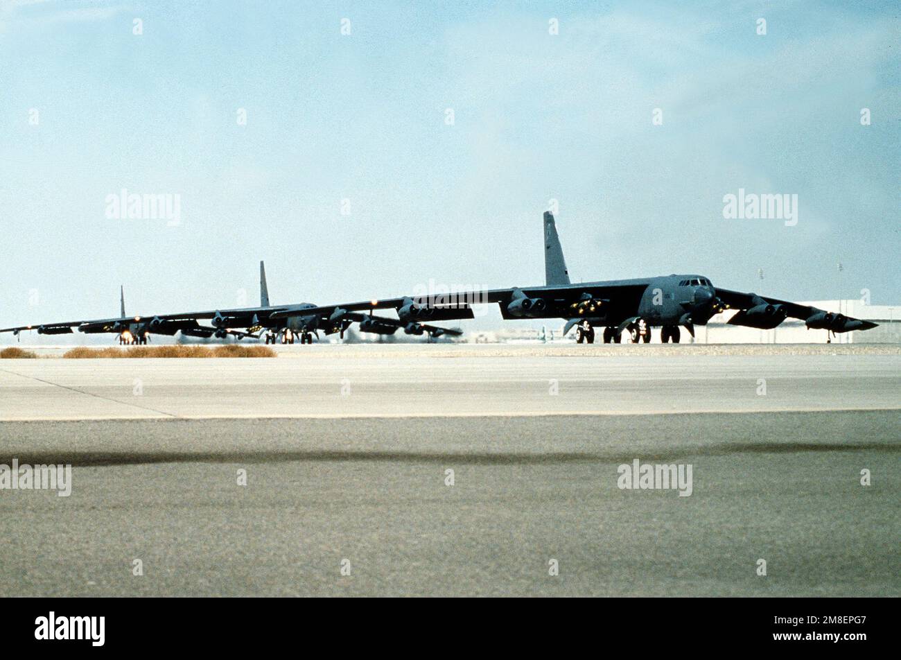A B-52G Stratofortress bomber aircraft from the 1708th Bomb Wing are ...
