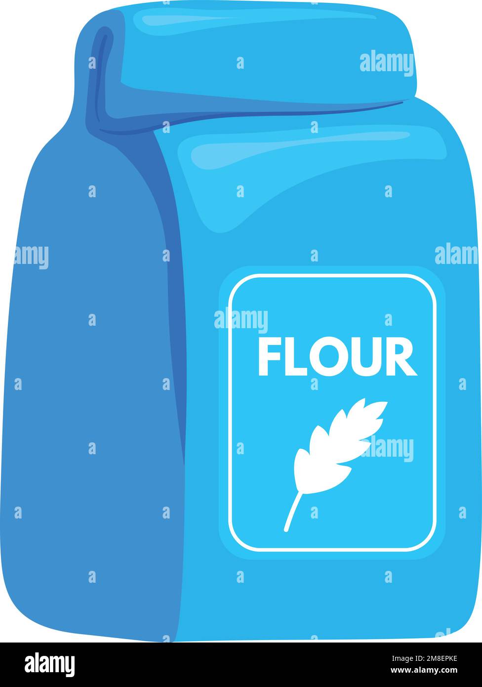 Flour bag cartoon icon. Baking ingredient pack isolated on white ...
