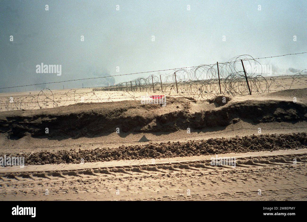 A view of a section of the obstacles erected by Iraqi troops along the ...