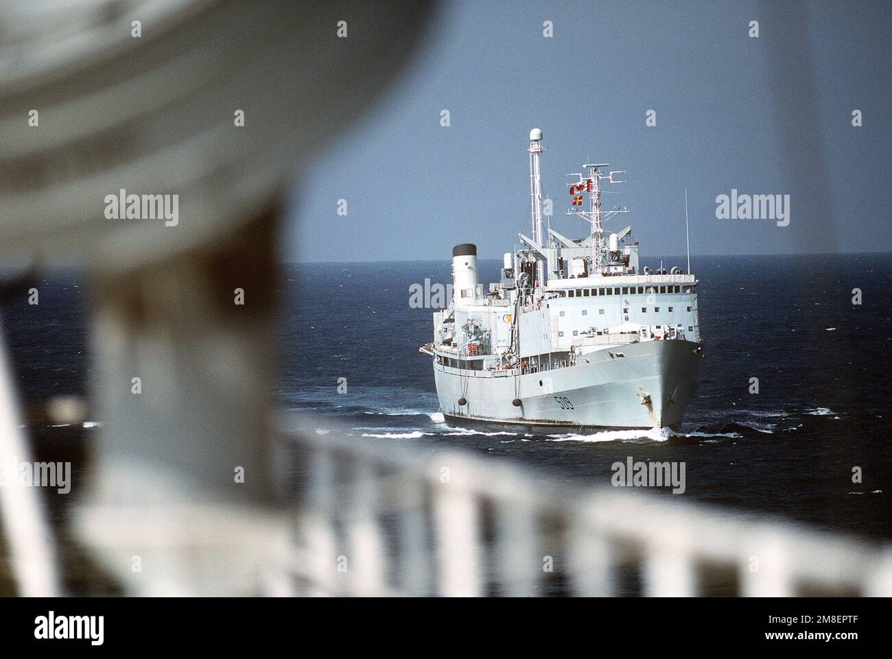 A starboard bow view of the Canadian operational support ship HMCS ...