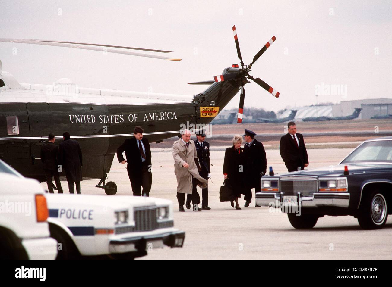 Secretary of Defense Richard Cheney arrives for a welcoming ceremony ...