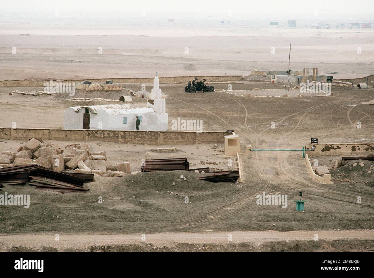 A view of an Egyptian anti-aircraft position along the Suez Canal. A ...