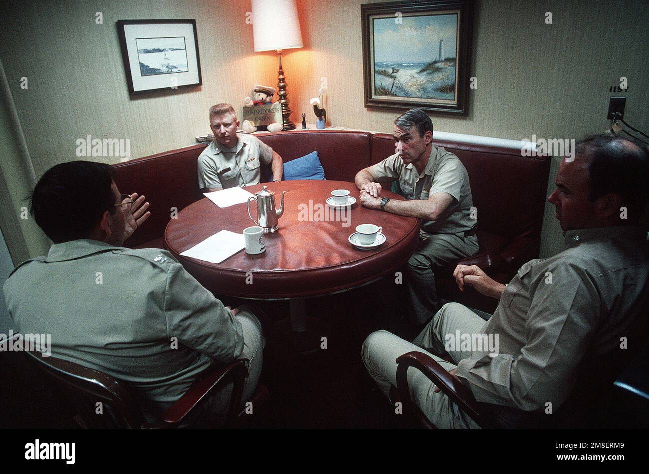 CAPT. Mike Martus, left foreground, commander of Destroyer Squadron 14 ...