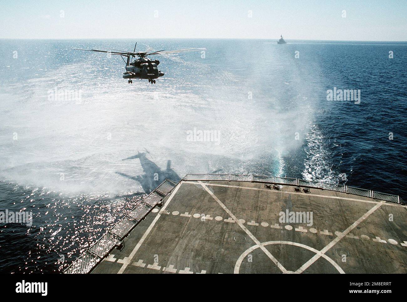 A CH-53E Super Stallion helicopter comes in for a landing on the ...