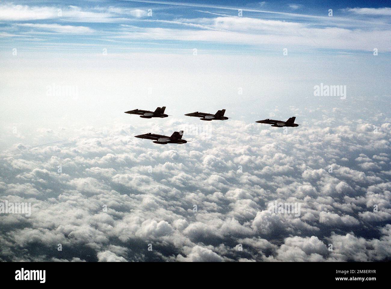 Four F/A-18A Hornet aircraft from Strike Fighter Squadron 137 (VFA-137 ...
