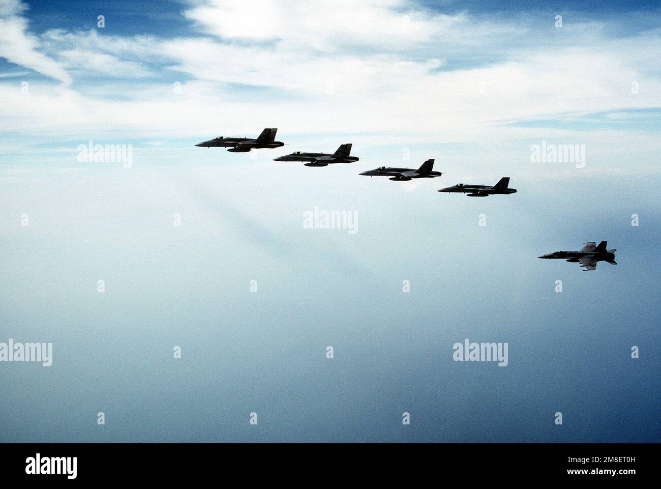 Five F/A-18A Hornet aircraft from Strike Fighter Squadron 137 (VFA-137 ...