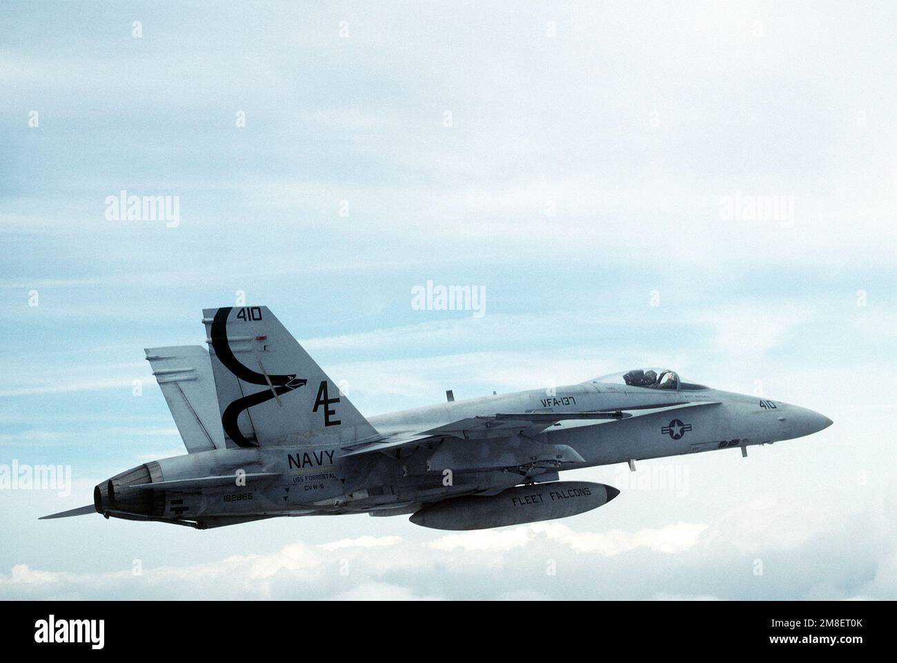 A right side view of a Strike Fighter Squadron 137 (VFA-137) F/A-18A ...