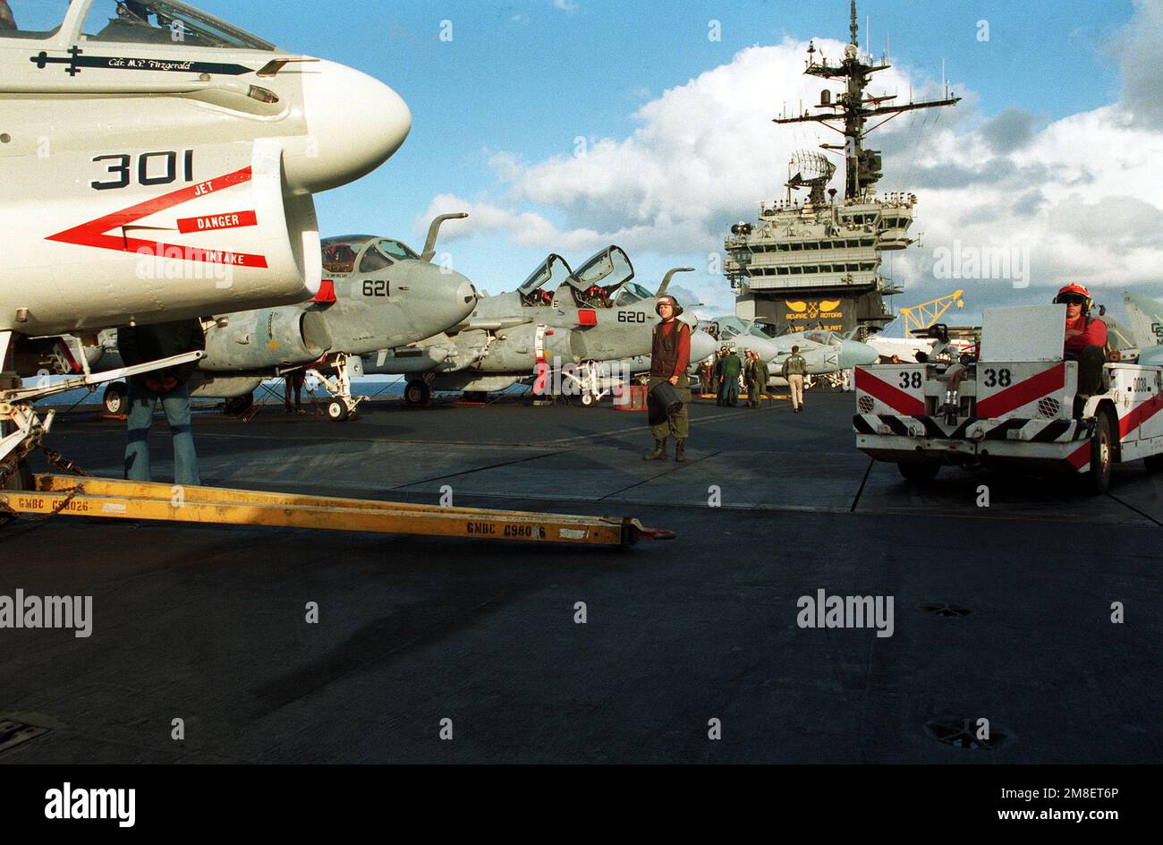 Some of the aircraft of Carrier Air Wing 3 (CVW-3) sit on the flight ...