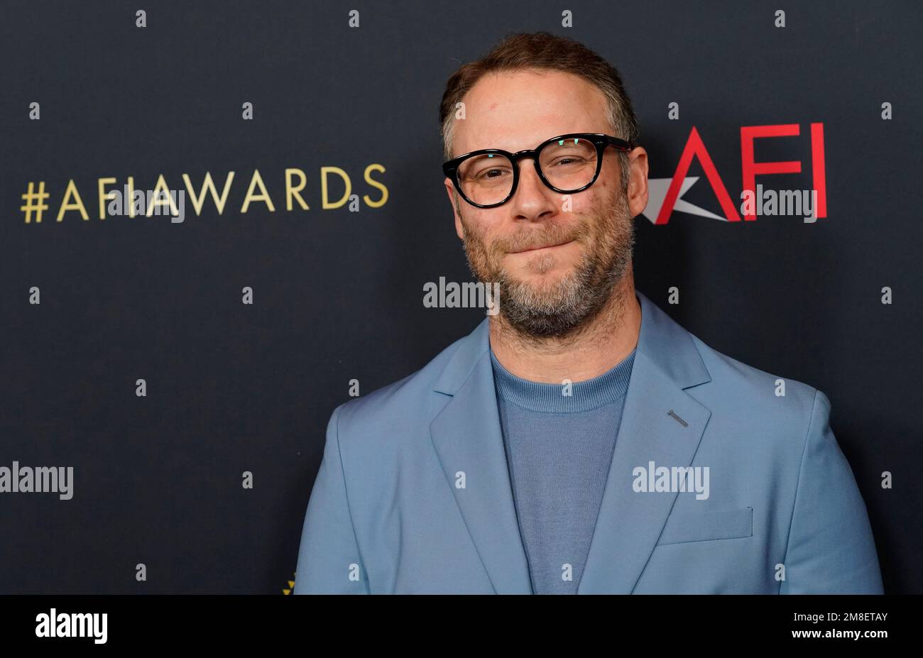 Actors Seth Rogen poses at the 2023 AFI Awards, Friday, Jan. 13, 2023 ...