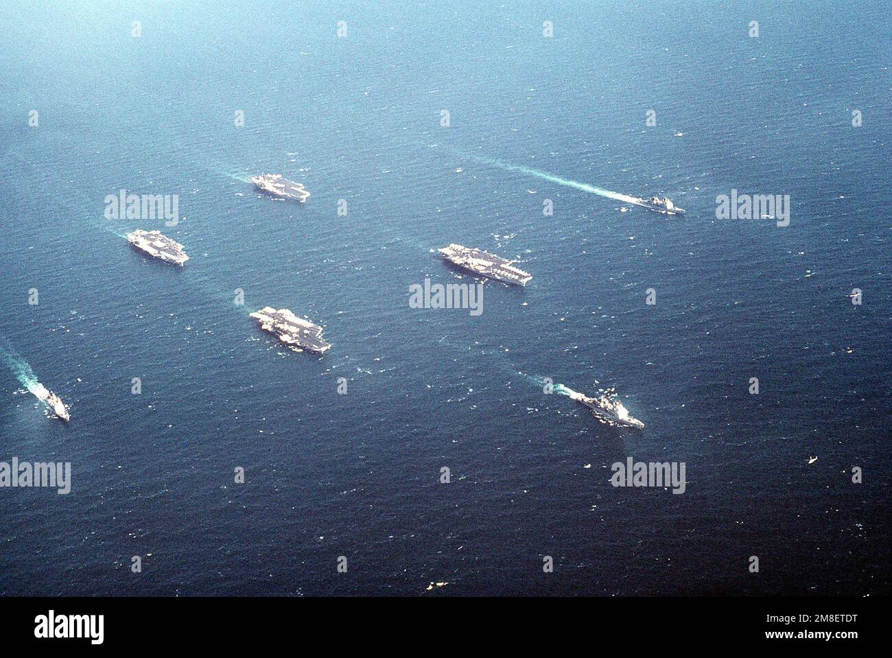 An aerial view of the ships of Battle Force Zulu underway at the ...