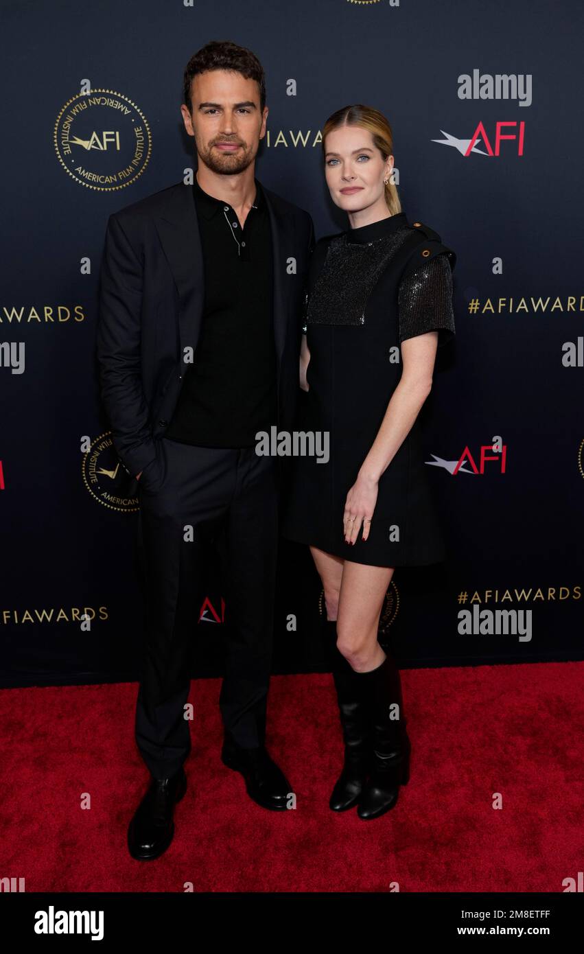 Actors Theo James, left, and Meghann Fahy pose together at the 2023 AFI ...