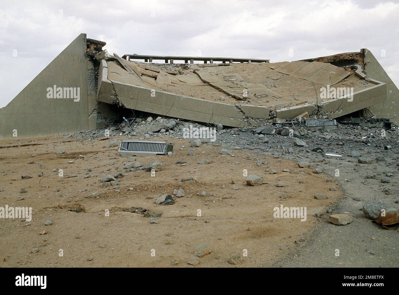A view of a munitions bunker at Al-Salman Air Base destroyed by Allied ...