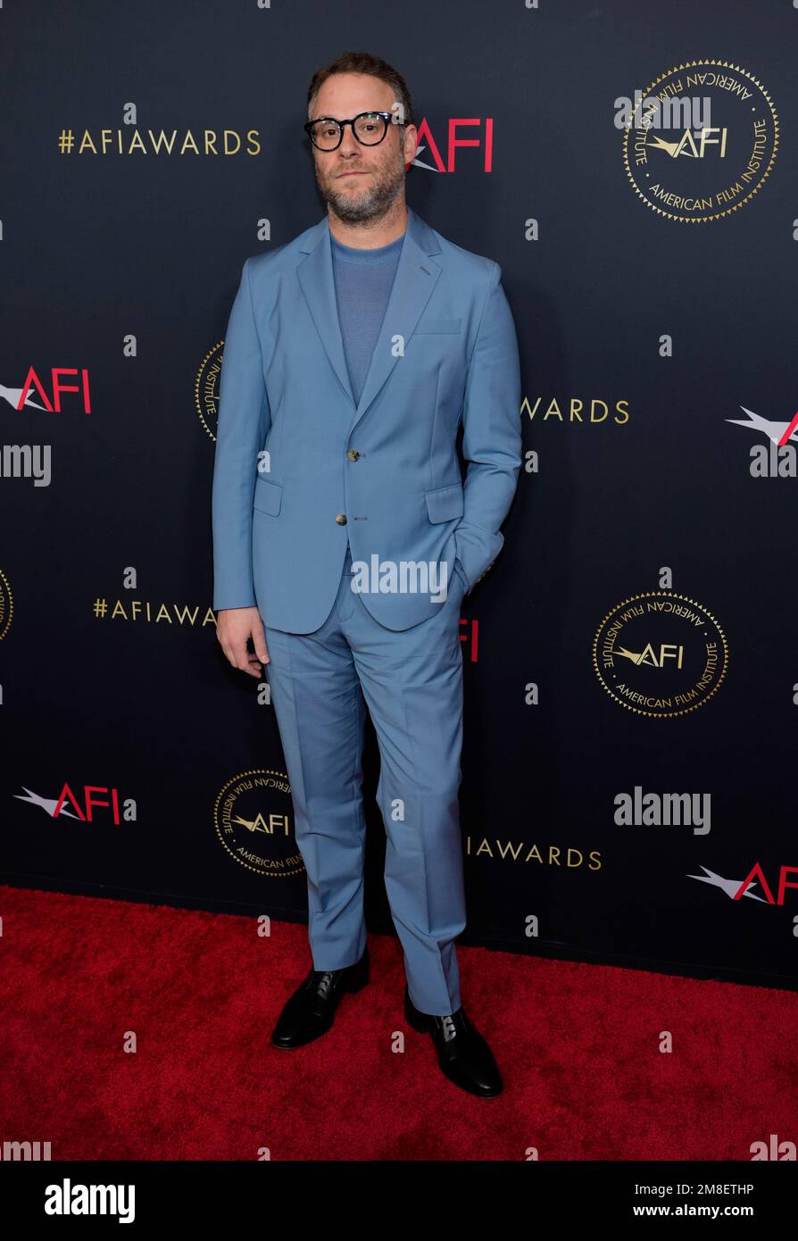 Actors Seth Rogen poses at the 2023 AFI Awards, Friday, Jan. 13, 2023 ...
