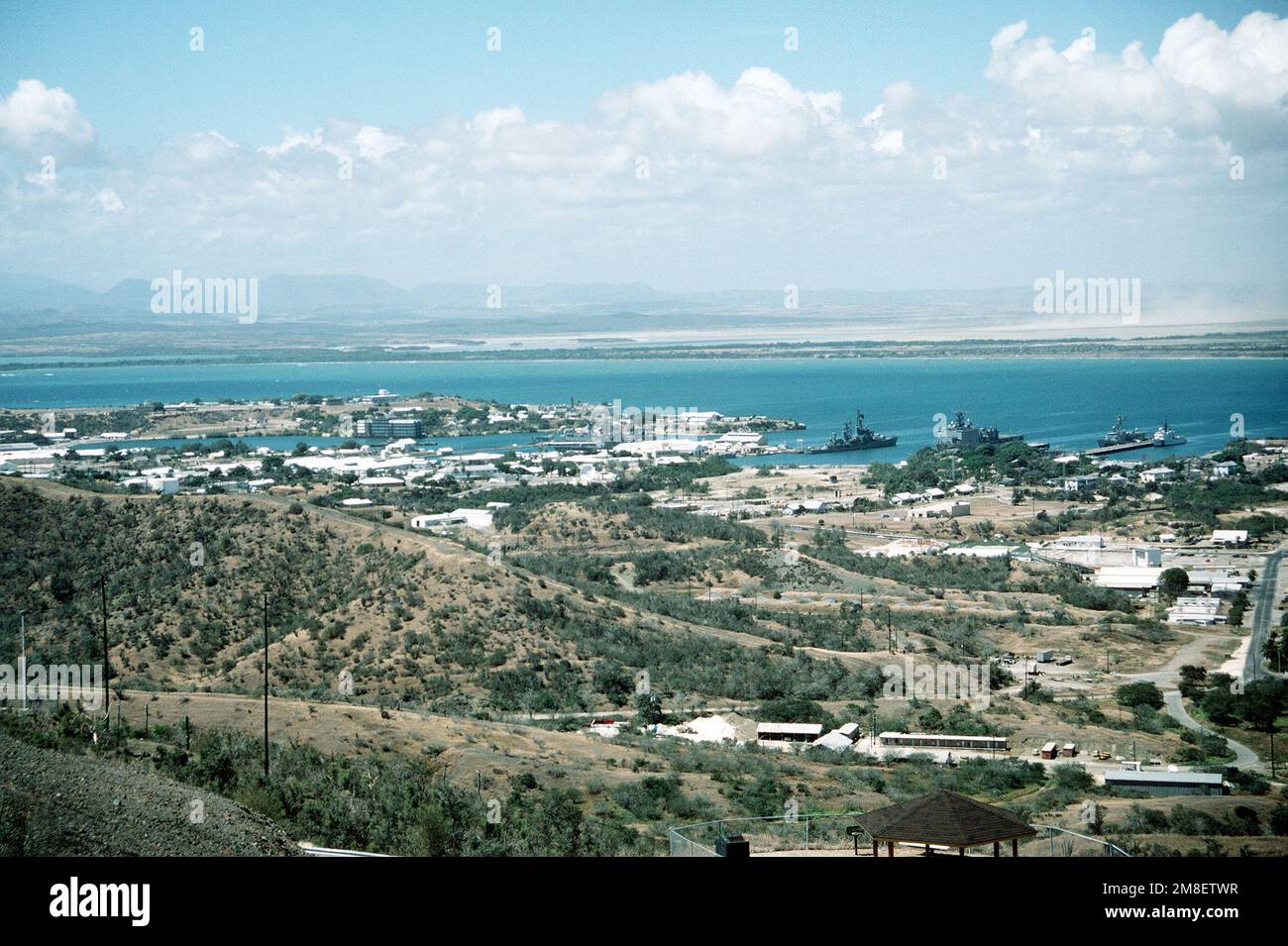 A view of a portion of the naval station. Several visiting Navy and ...