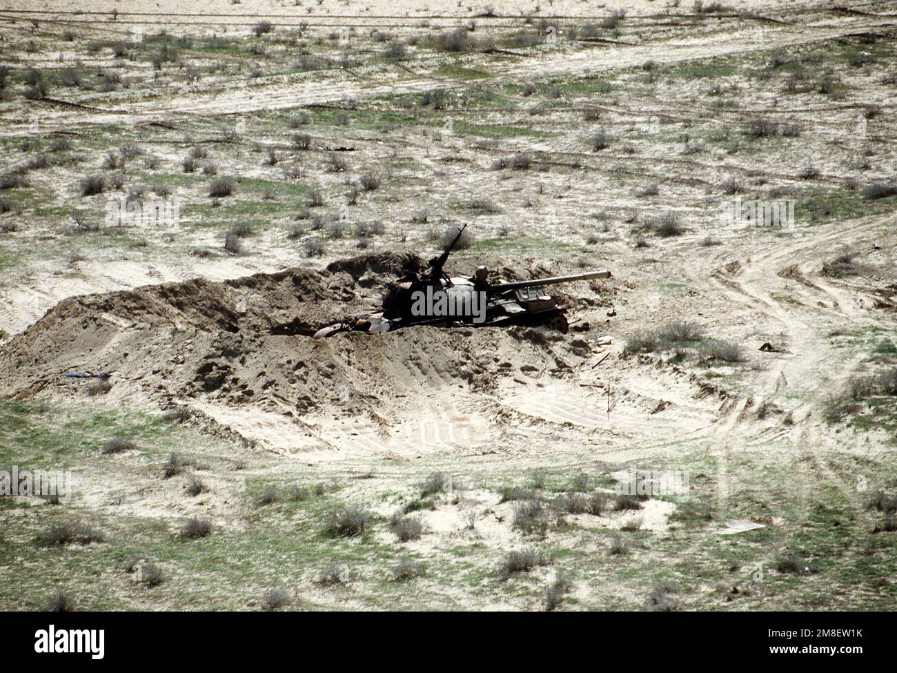 A T-55 main battle tank destroyed during Operation Desert Storm ...