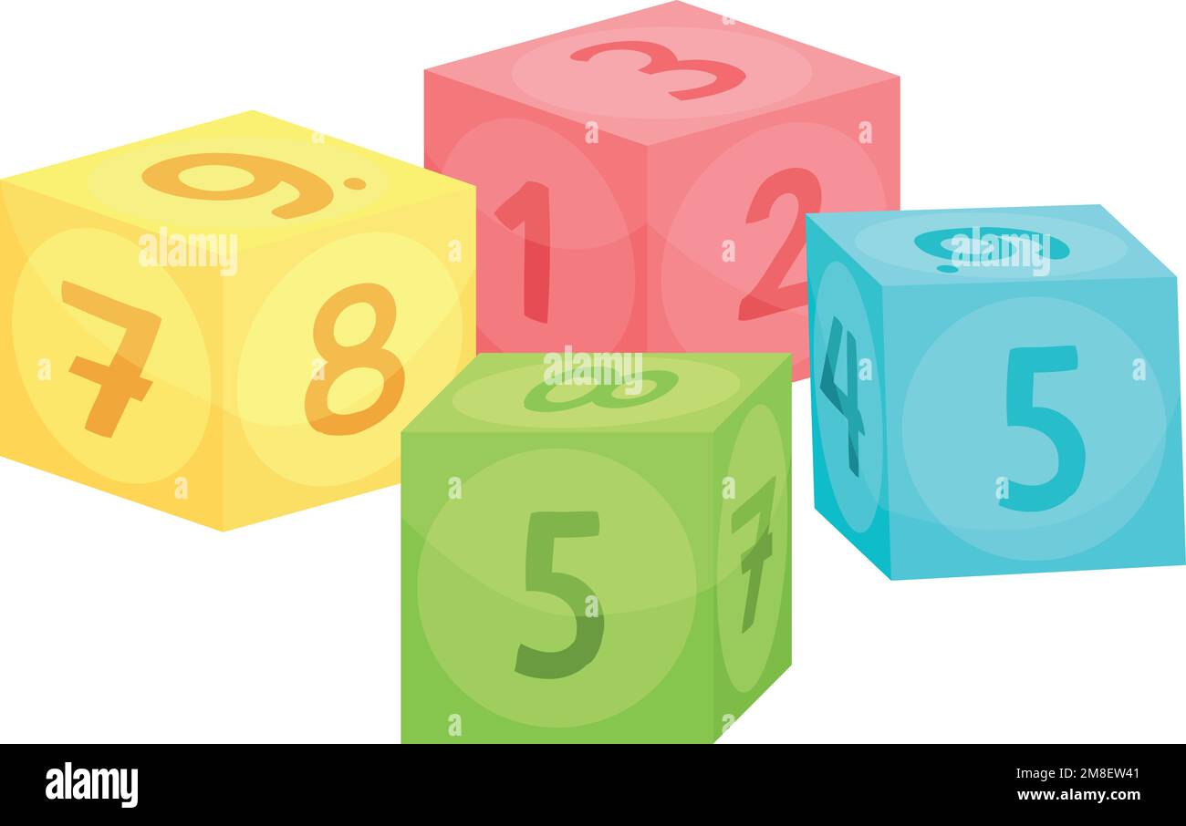 Kid toy cubes with numbers. Baby education blocks isolated on white ...
