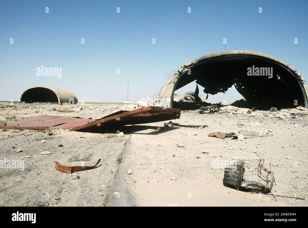A view of a demolished hardened aircraft shelter at Jalibah Air Base ...