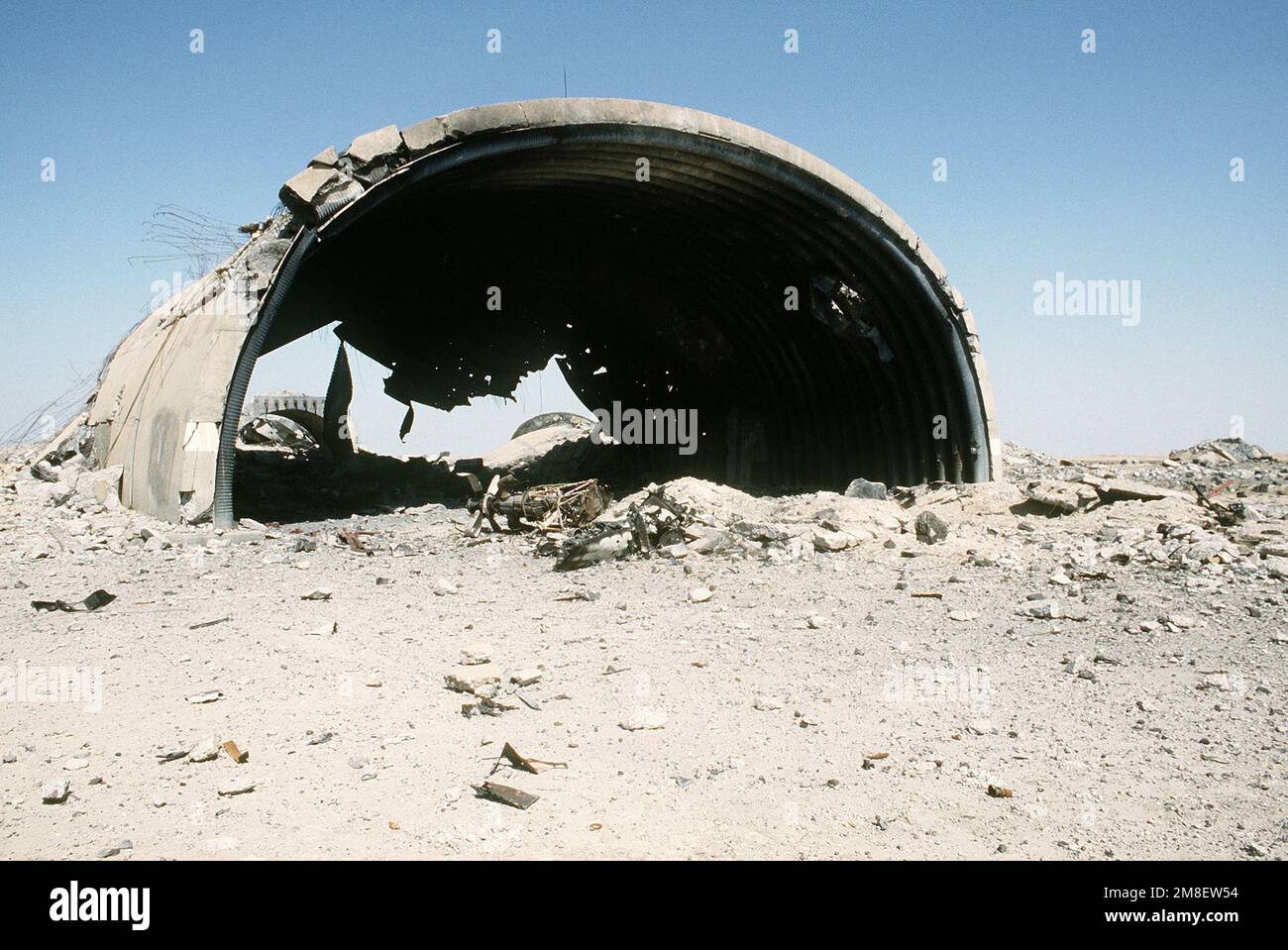 A view of a demolished hardened aircraft shelter at Jalibah Air Base ...