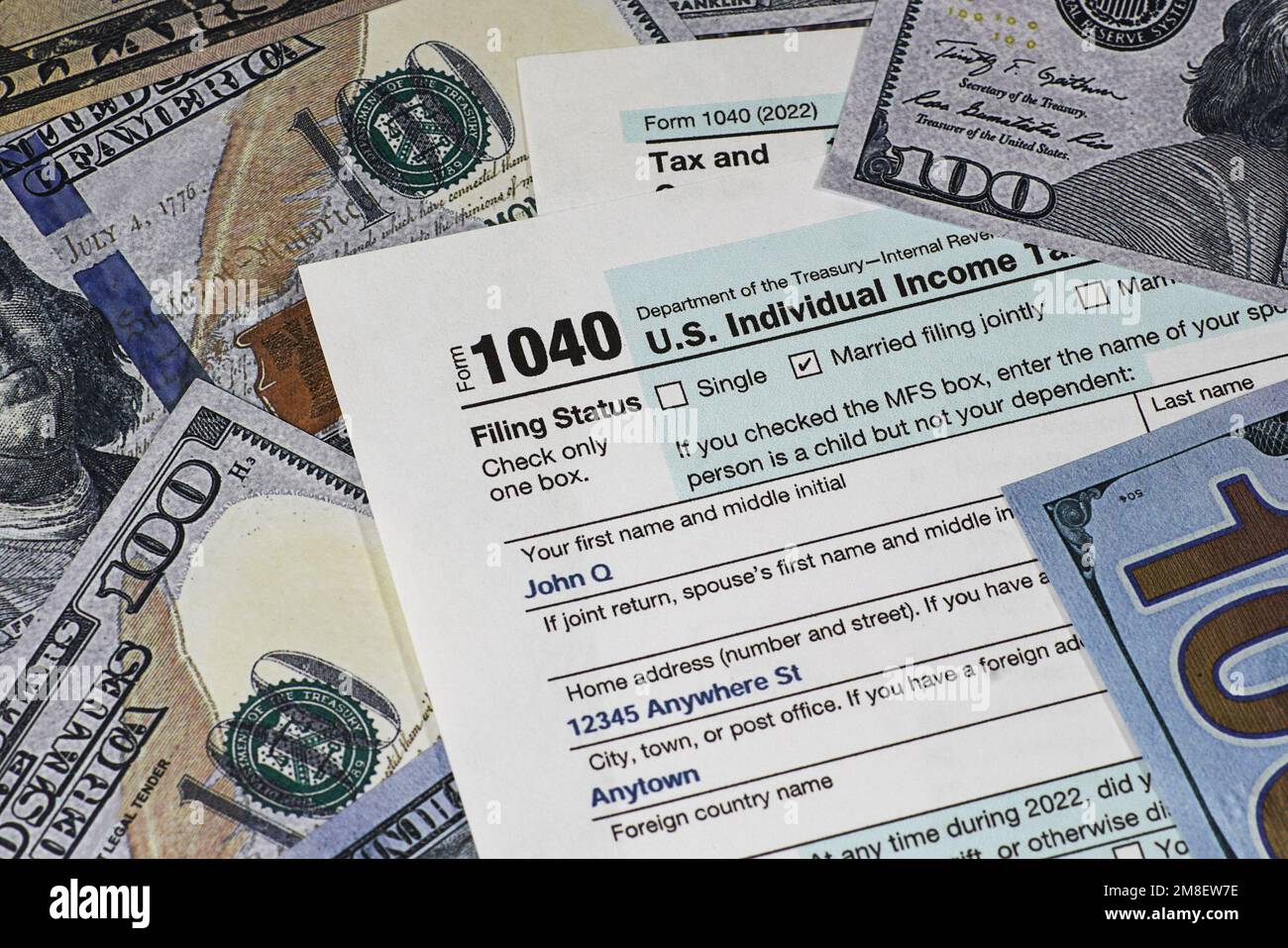 Close up of upper left corner of Internal Revenue Service form 1040 ...