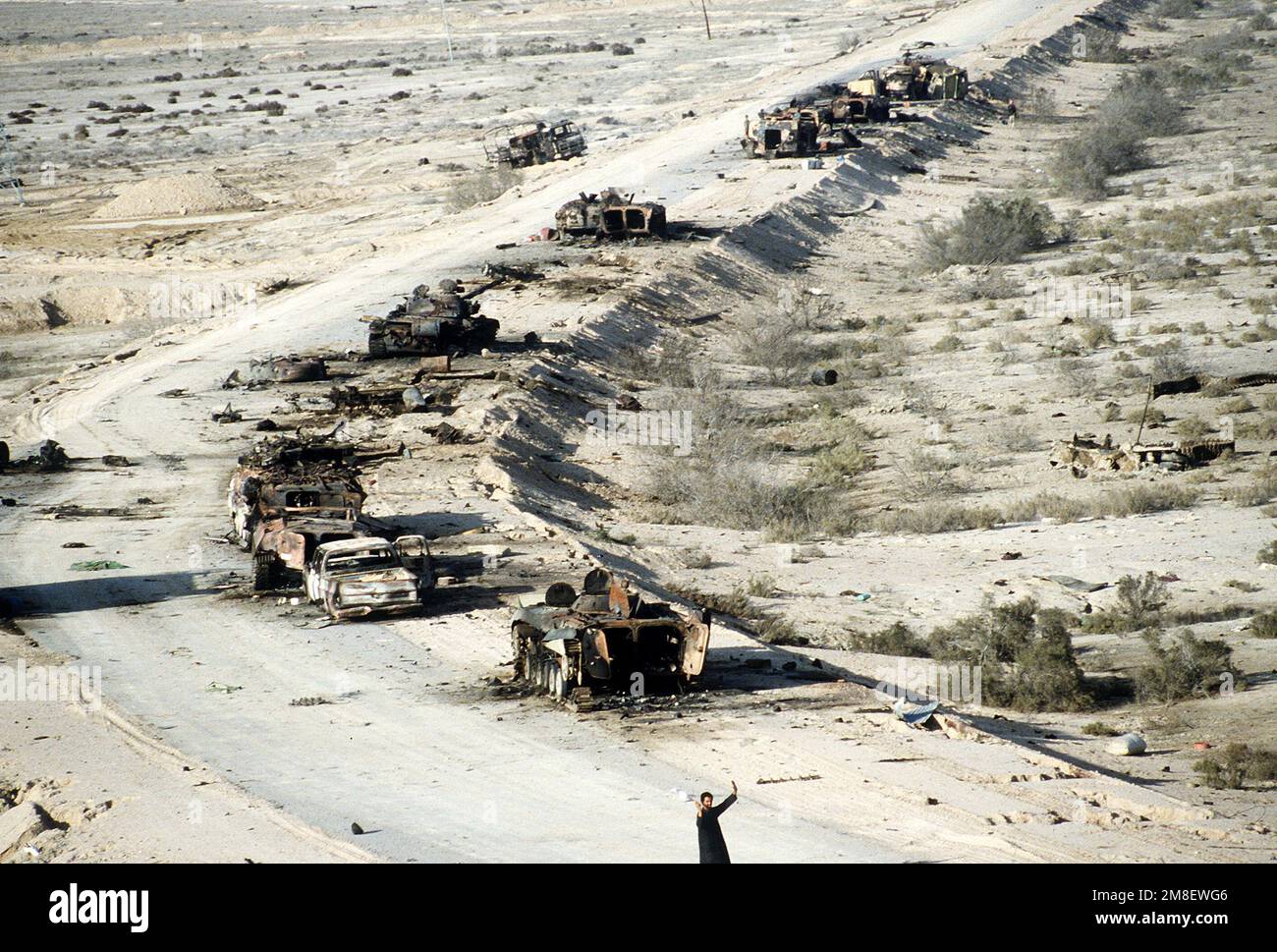 An Iraqi armored column destroyed in the Euphrates River Valley during ...