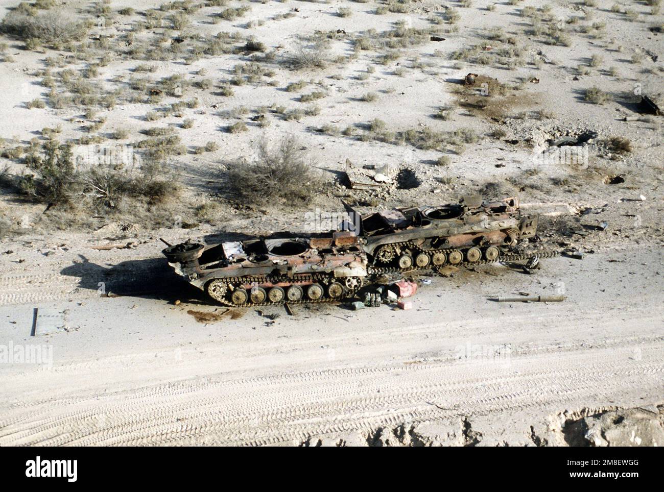 Two Iraqi BMP-1 armored personnel carriers destroyed in the Euphrates ...