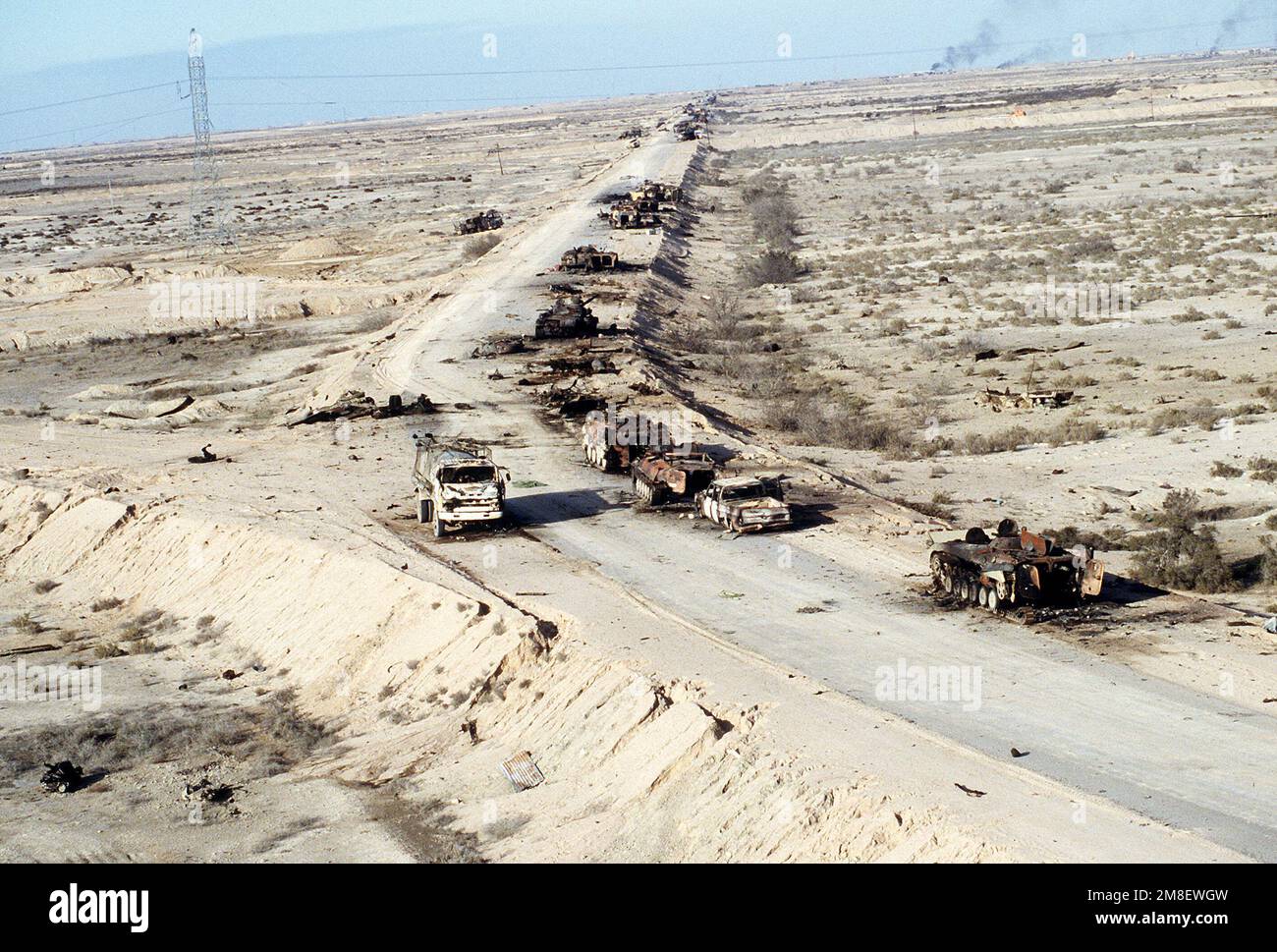 An Iraqi armored column destroyed in the Euphrates River Valley during ...