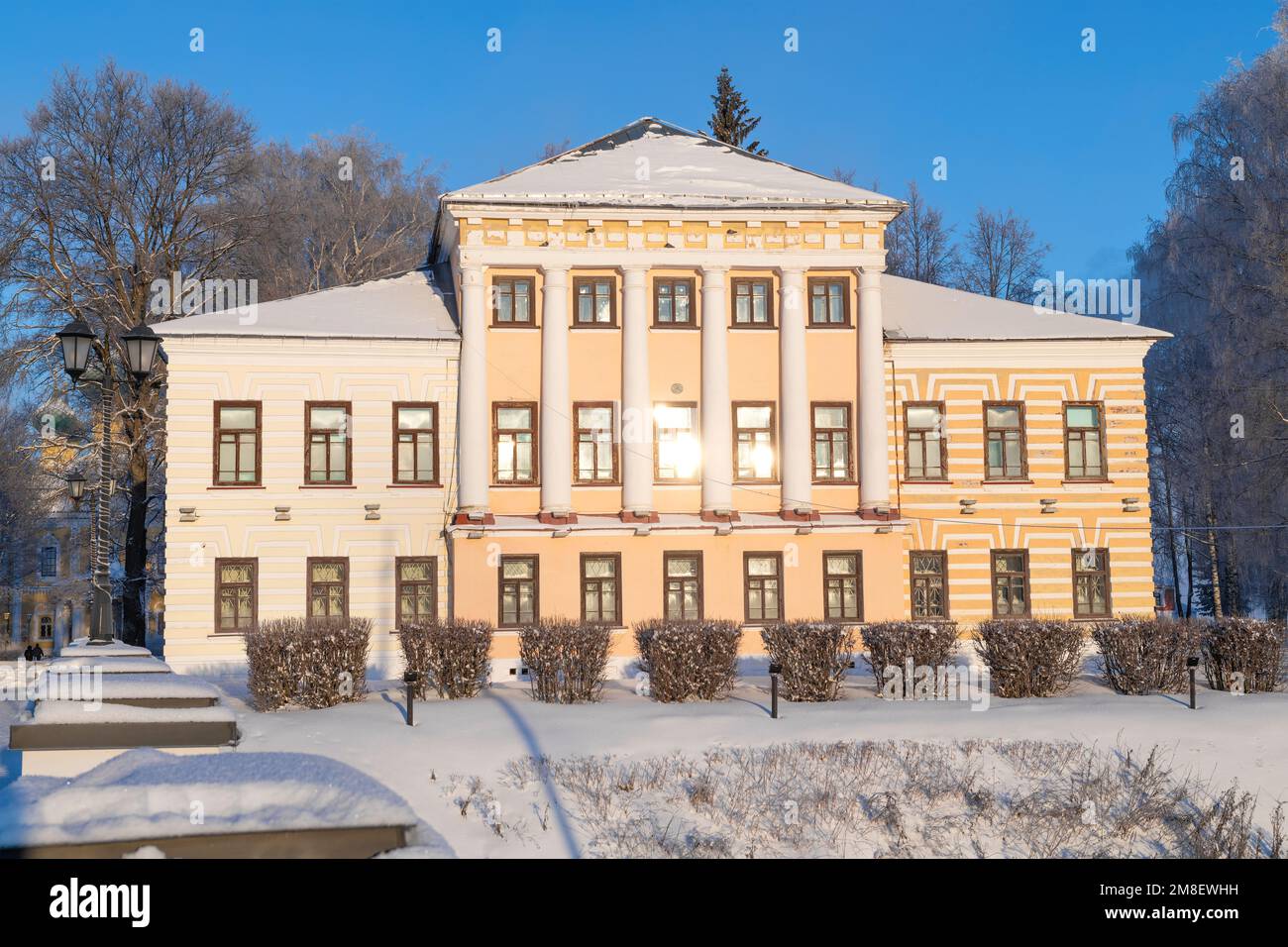 The ancient building of the former City Council on a sunny frosty ...