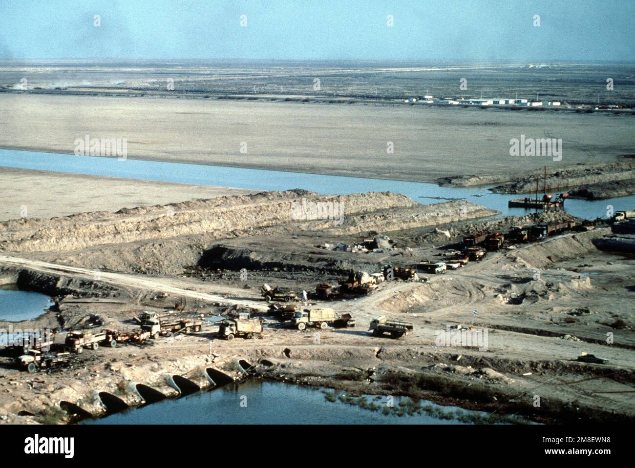 A column of vehicles destroyed in the Euphrates River Valley during ...