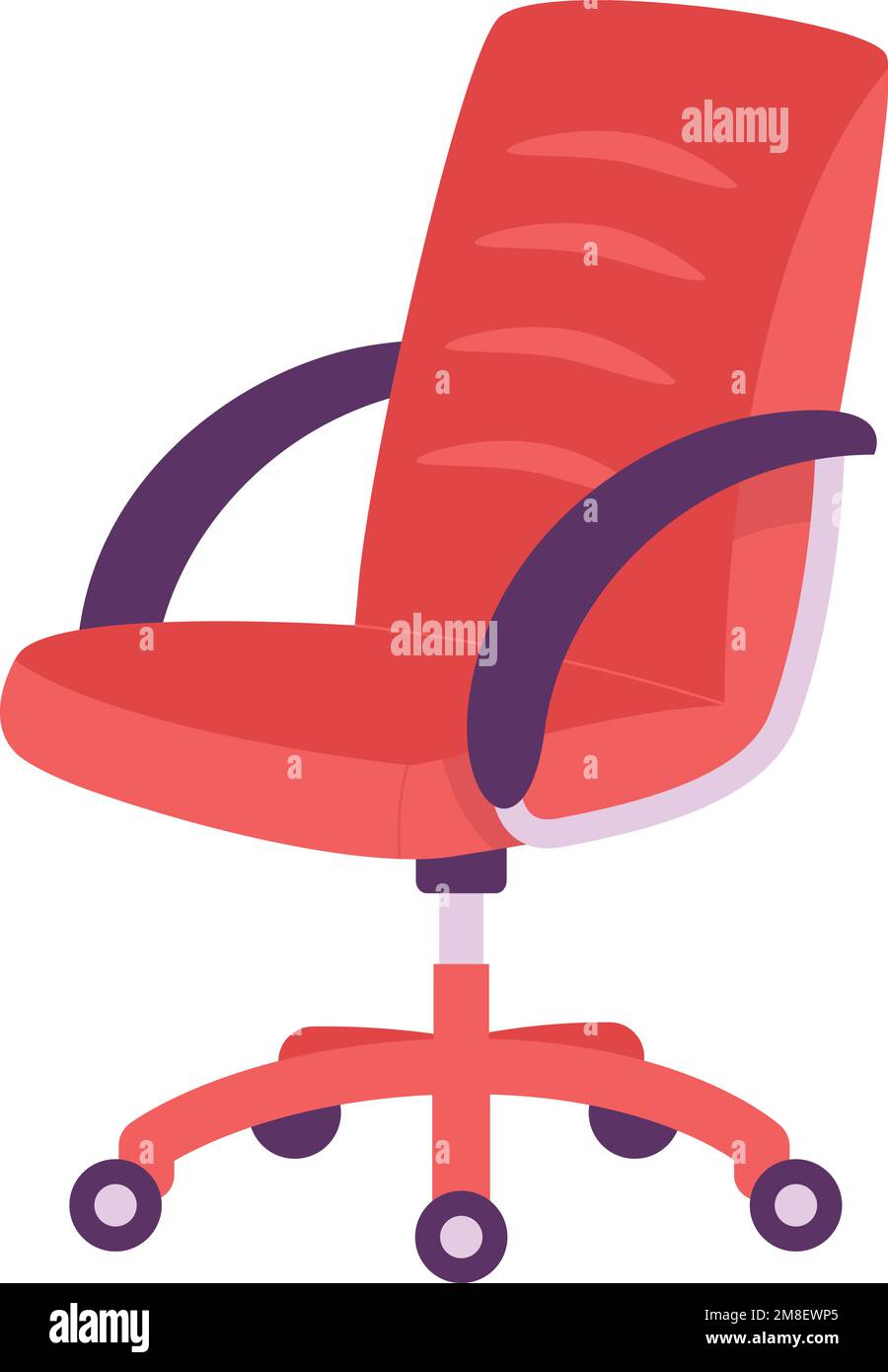 Red office chair icon. Cartoon computer seat isolated on white ...