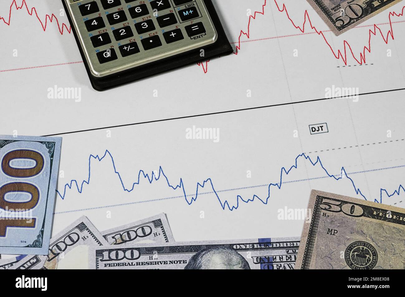 Stock market chart with US currency and calculator Stock Photo - Alamy