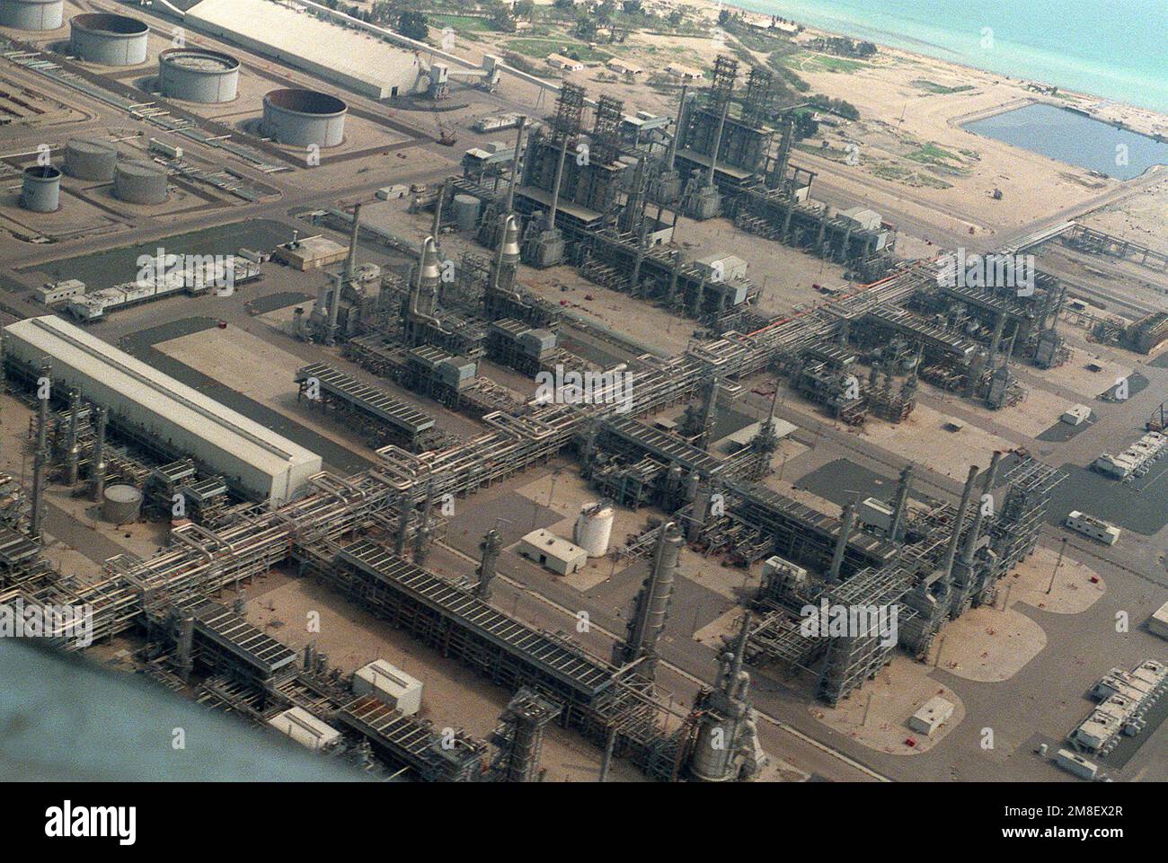 An aerial view of an Iraqi oil refinery following Operation Desert ...