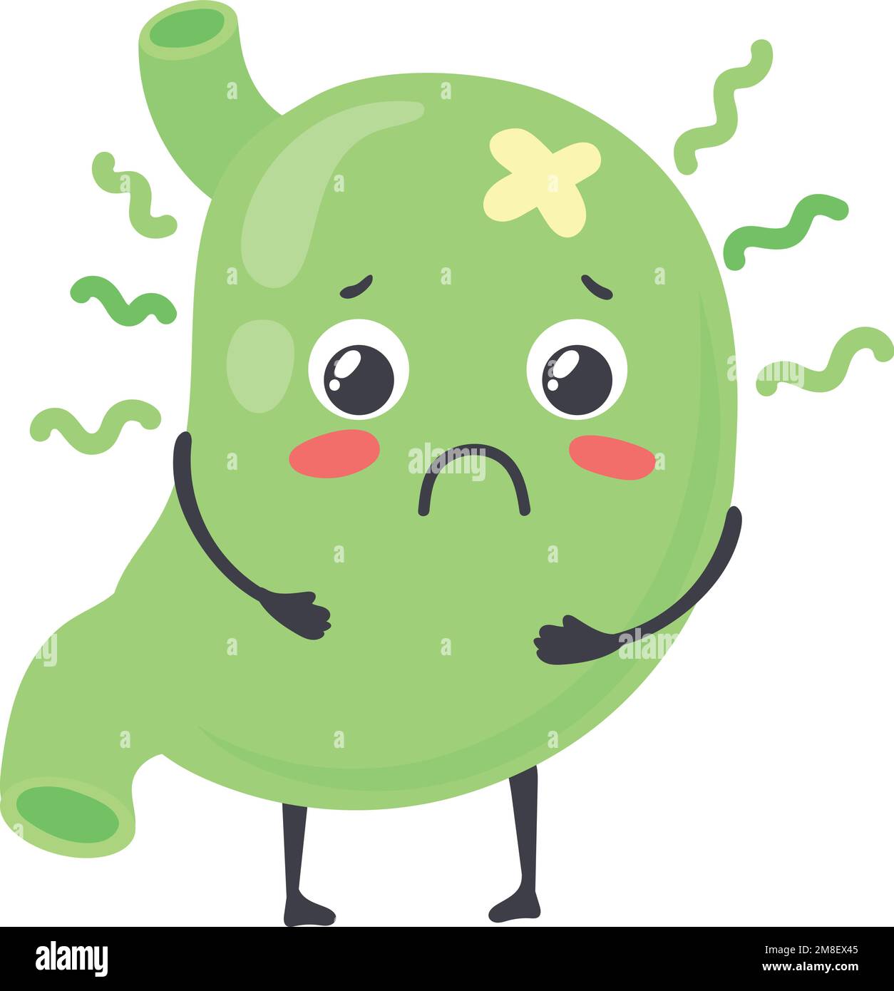 Sick stomach green mascot. Poisoning sickness character isolated on ...