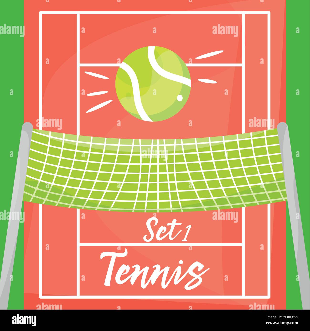 Tennis match poster with a court and tennis ball Vector Stock Vector ...