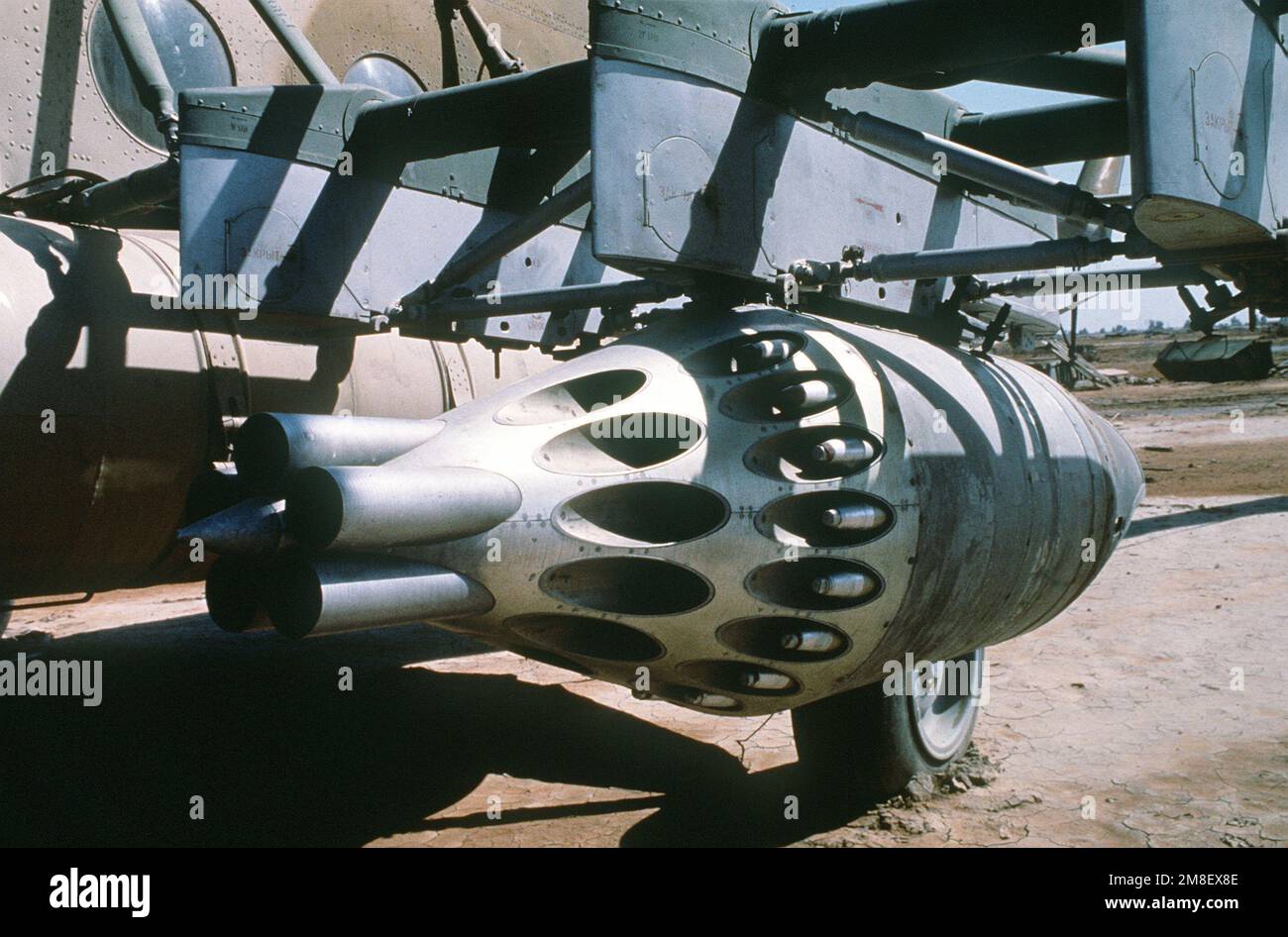 A view of an S-5 rocket pod armed with 57mm unguided aircraft rockets ...