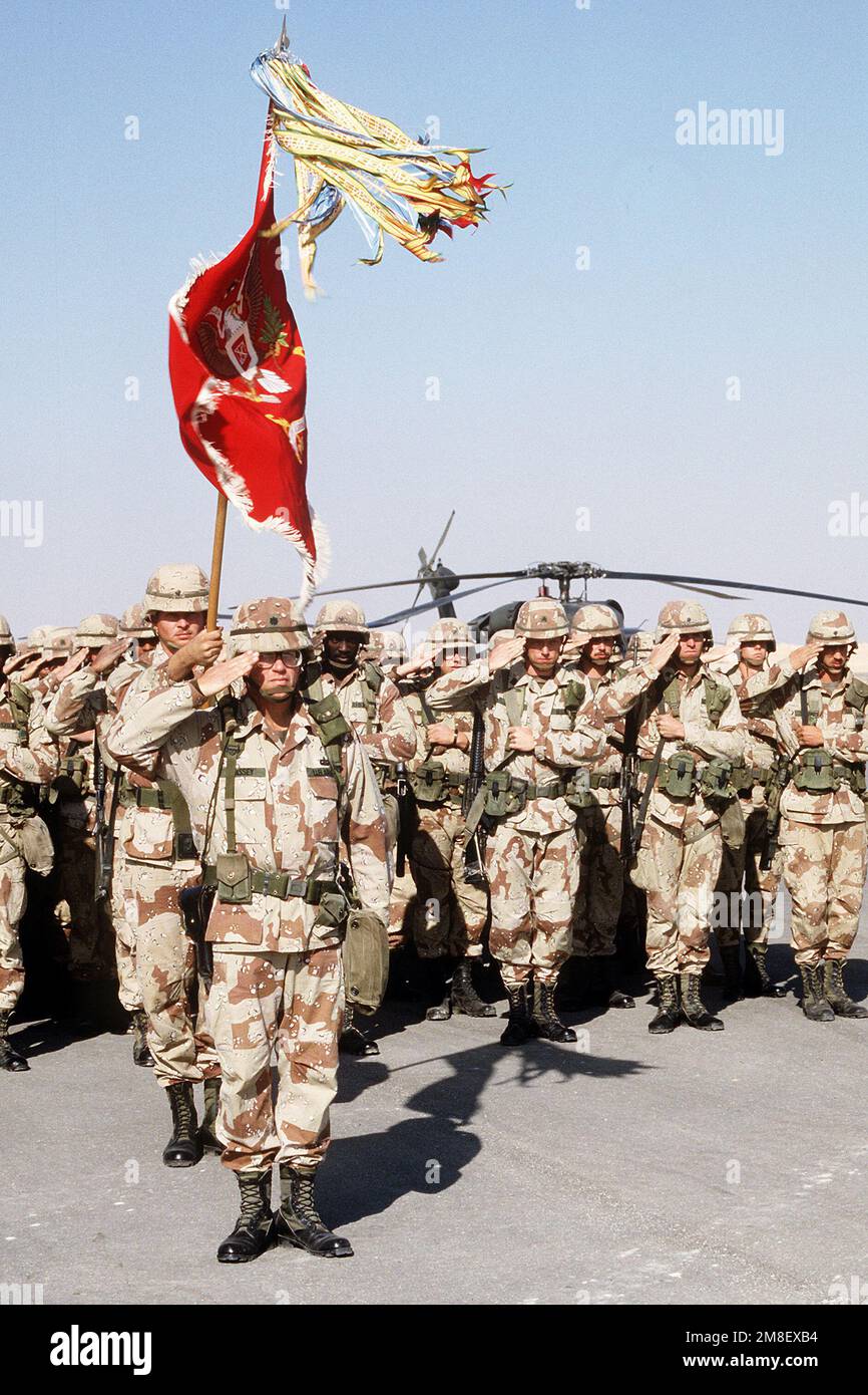 Members of the 62nd Engineer Battalion, 20th Engineer Brigade, salute ...