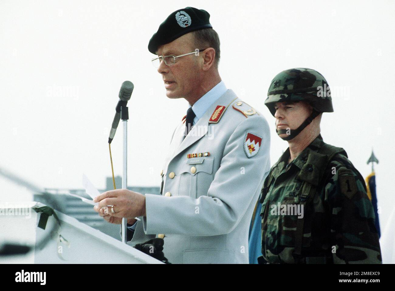 Brig. GEN. Harmert Bagger, a German officer, addresses the crowd of ...