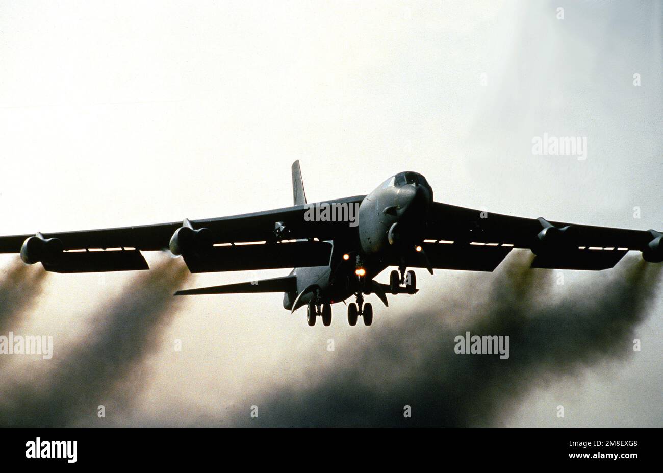 A B-52G Stratofortress bomber aircraft takes off from its deployed ...