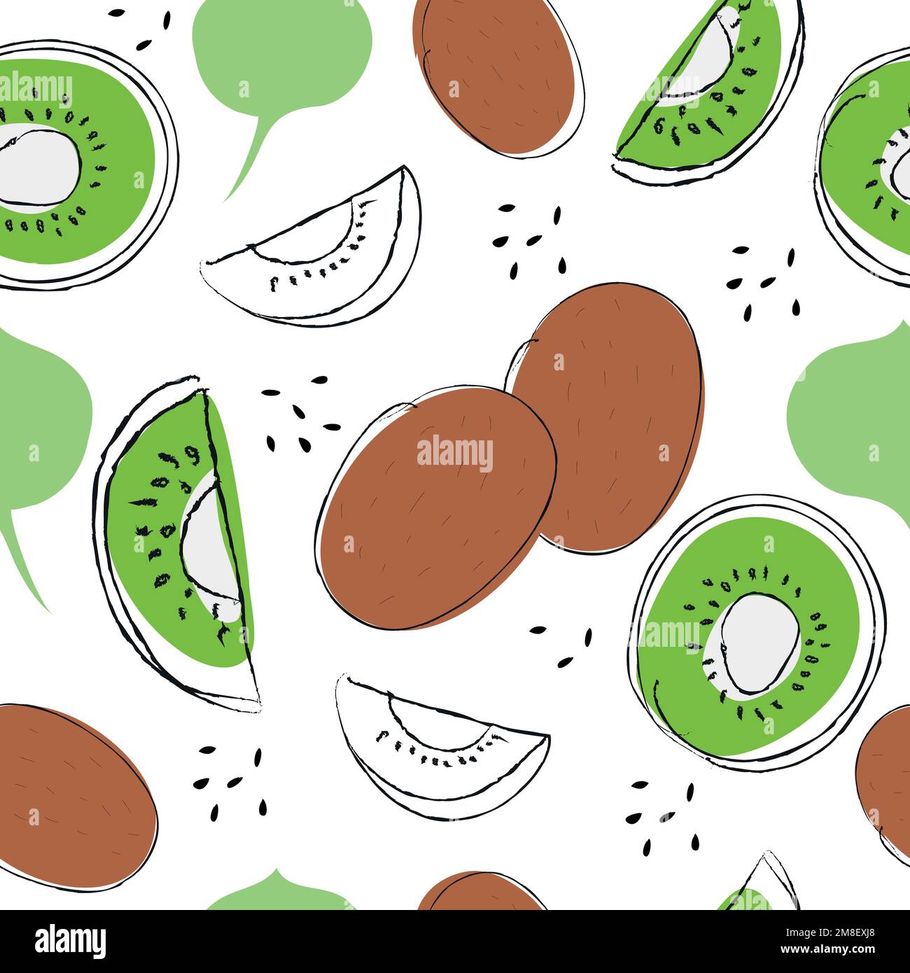 Seamless pattern on handmade abstract fruit drawings. Contemporary ...