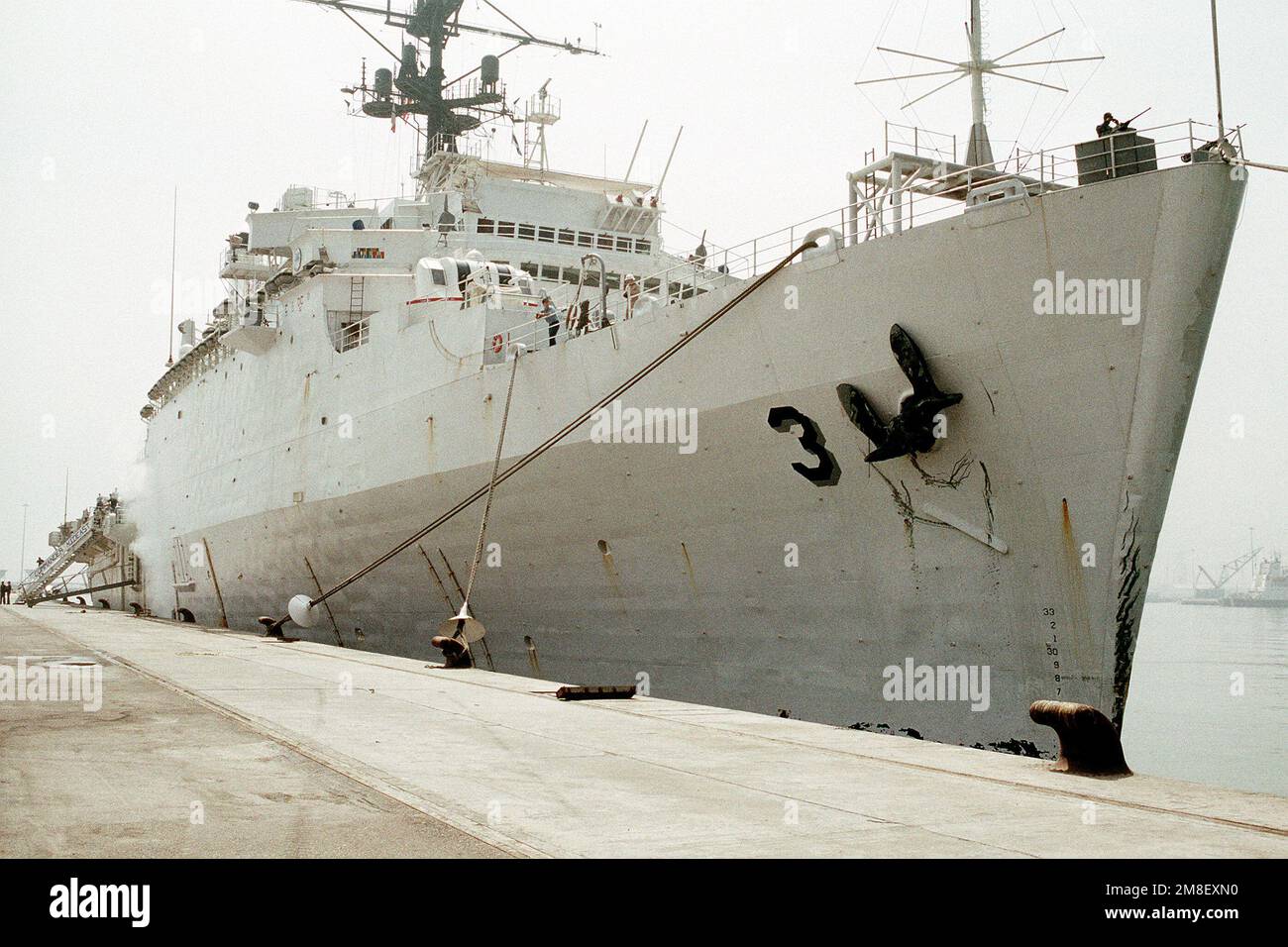 The command ship USS LA SALLE (AGF-3), command center for all mine ...