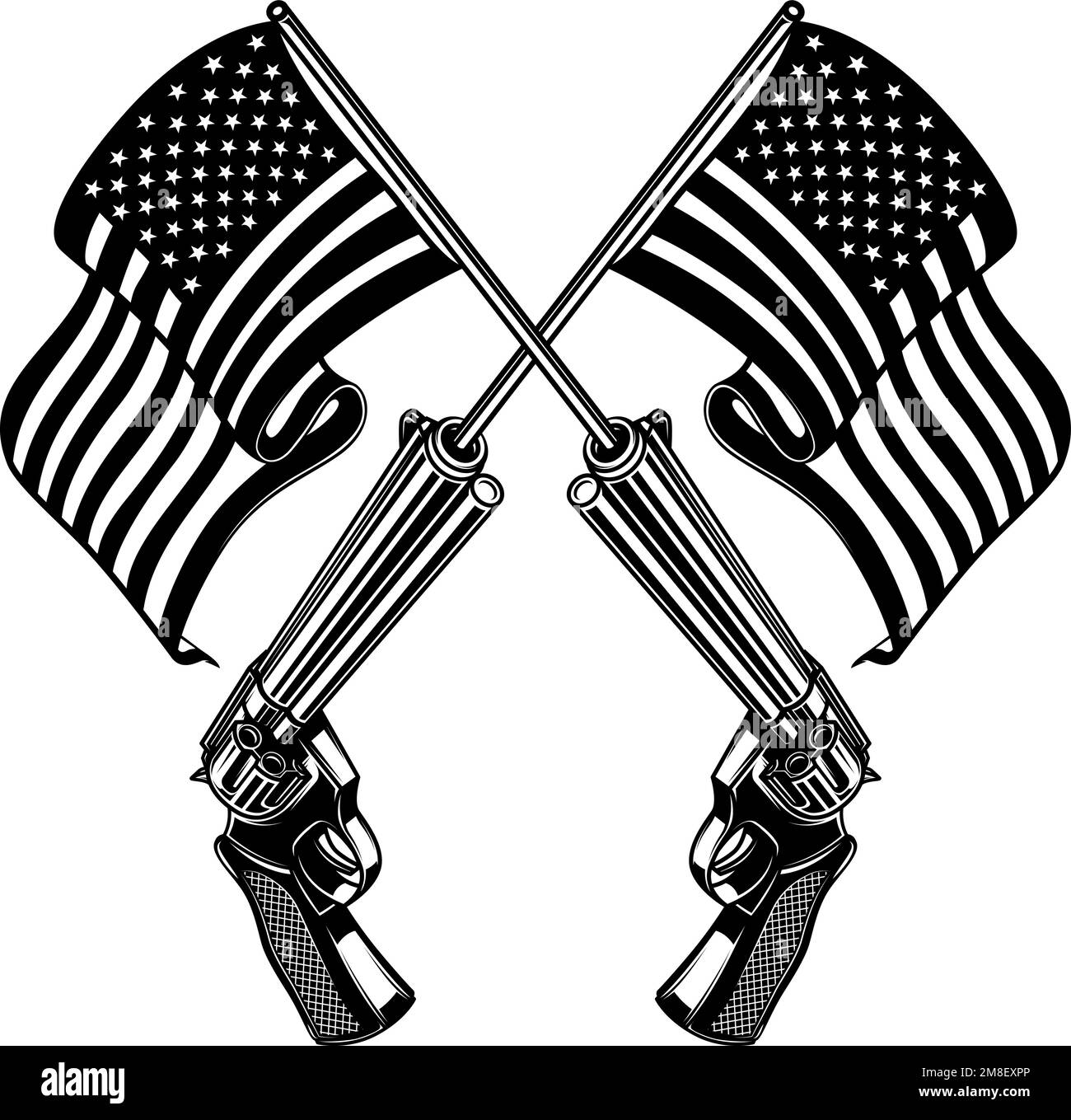 Old revolver old american flag hi-res stock photography and images - Alamy