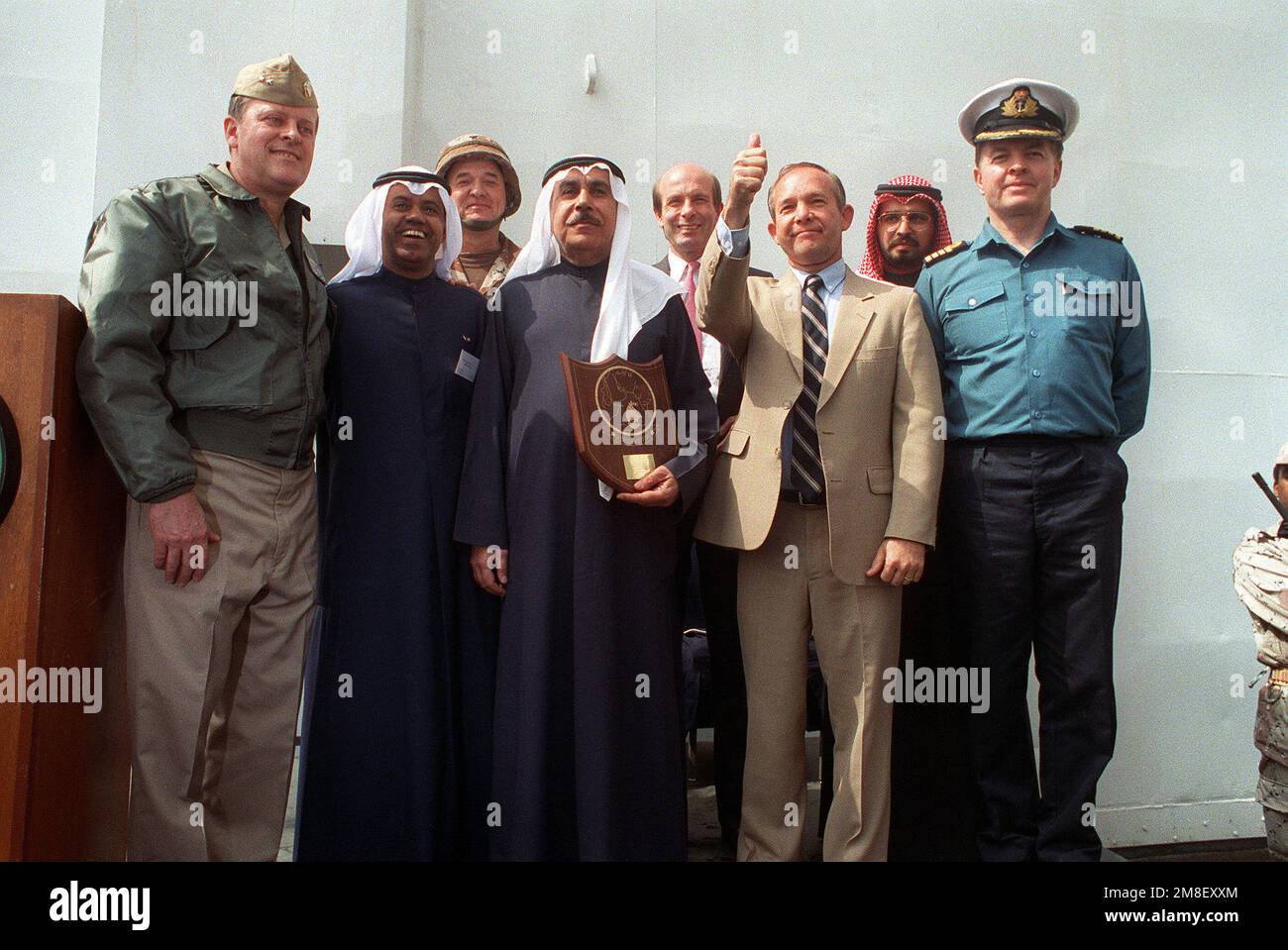 Dignitaries gather aboard the command ship USS LA SALLE (AGF-3 ...
