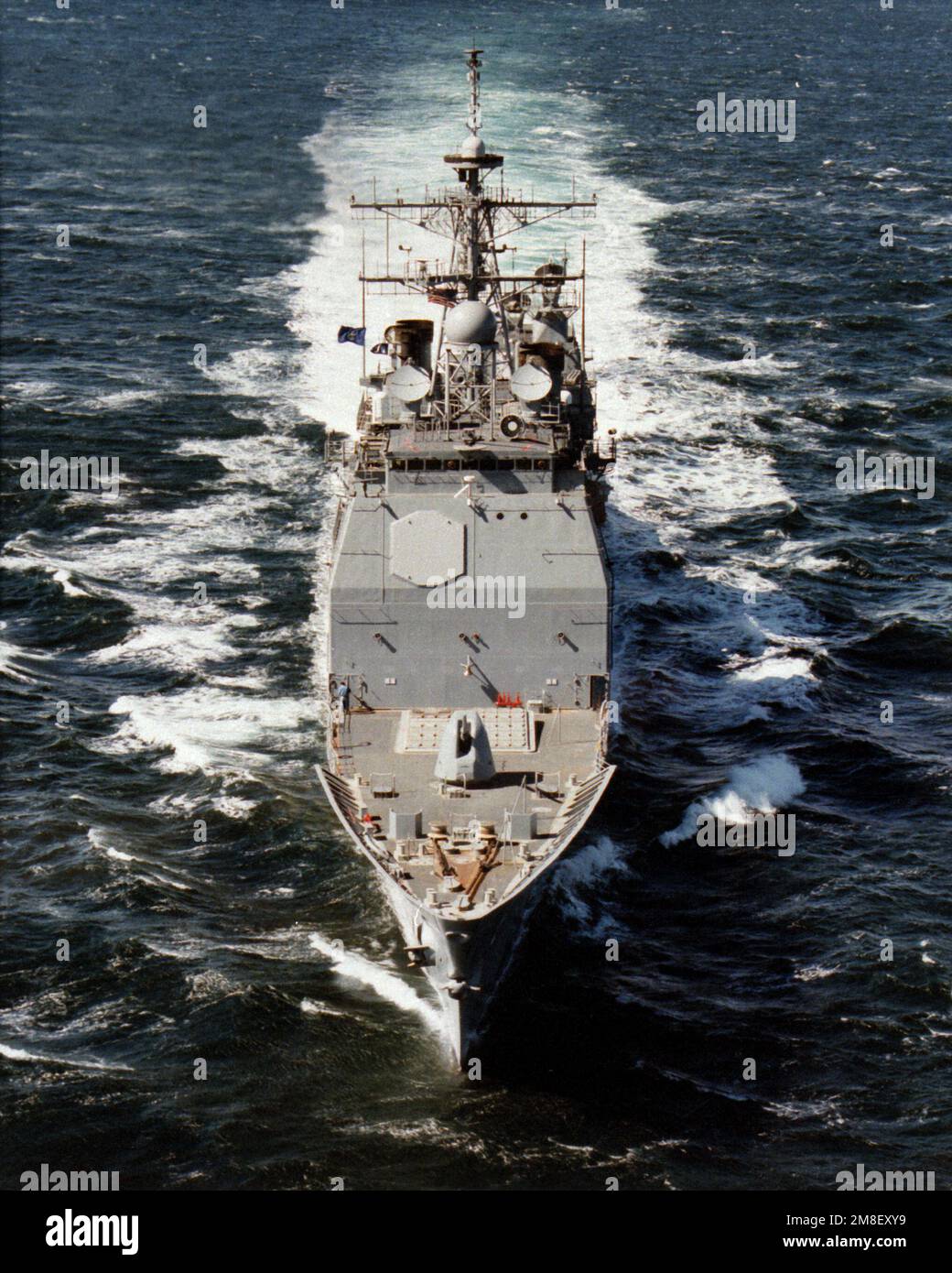 A bow view of the guided missile cruiser USS Gettysburg (CG-64 ...