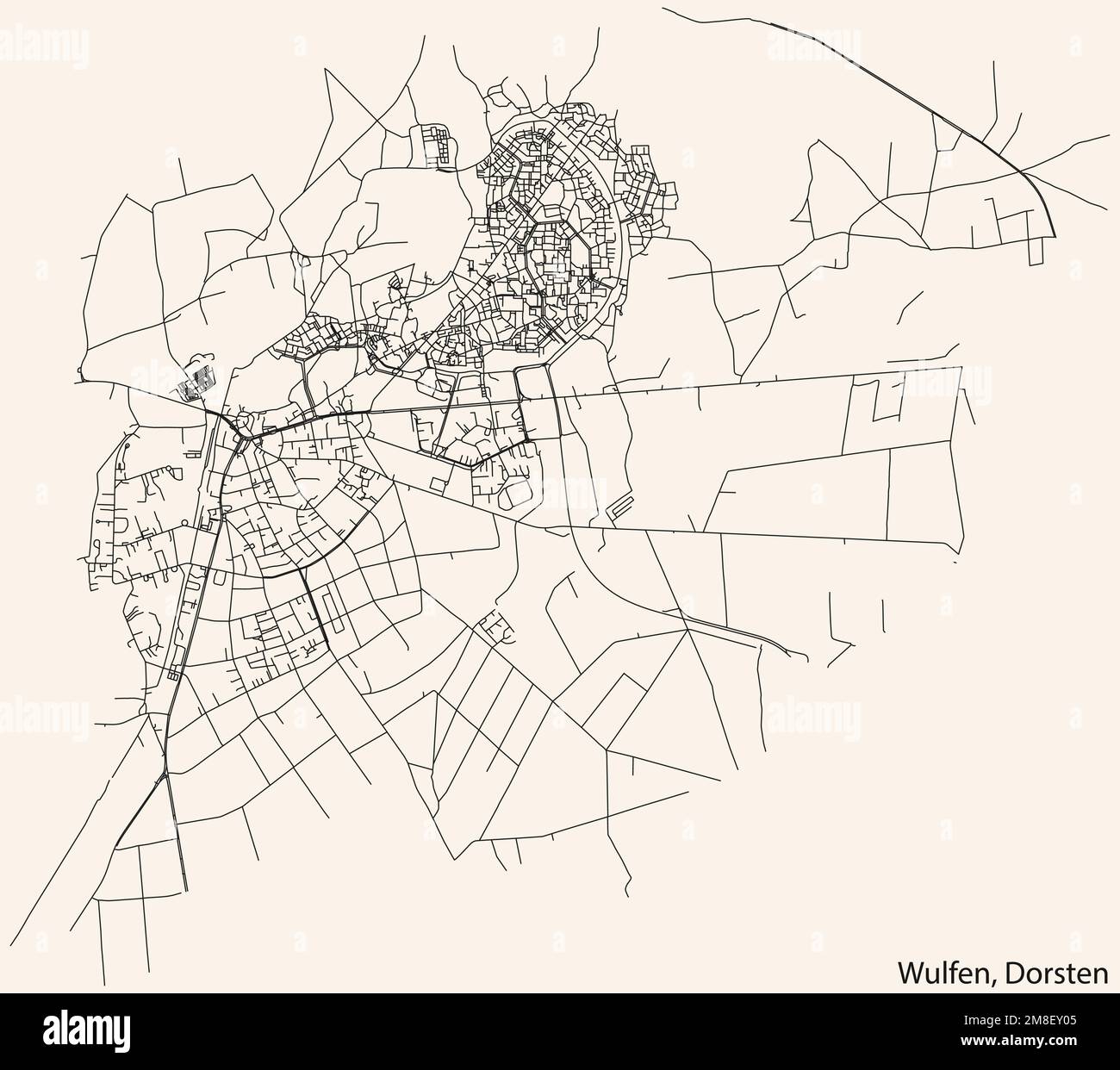 Street roads map of the WULFEN DISTRICT, DORSTEN Stock Vector Image ...