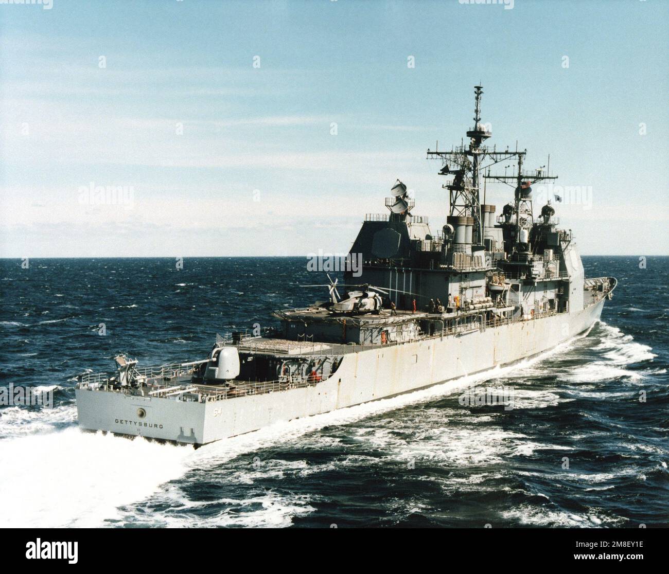 A starbord quarter view of the guided missile crusier USS GETTYSBURG ...