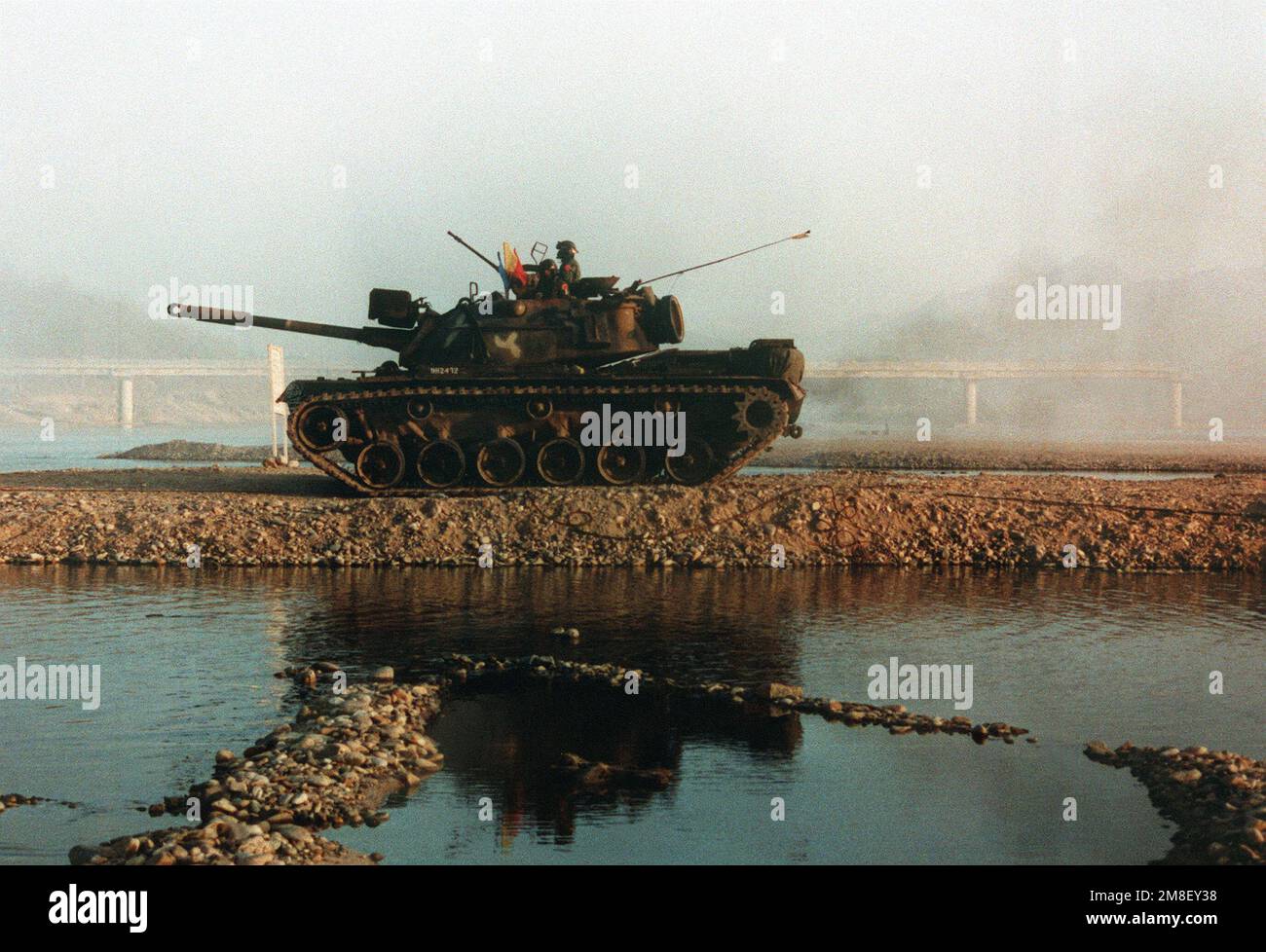 An M60 tank crosses South Nam Han River. Subject Operation/Series: TEAM ...