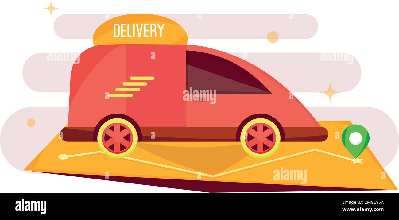 Delivery red car Delivery concept art Vector Stock Vector Image & Art ...
